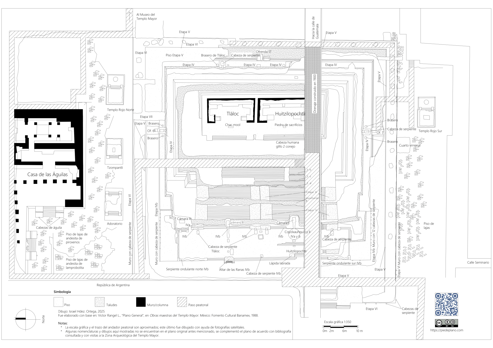Levantamiento arquitectónico del Templo Mayor – Pie de Plano